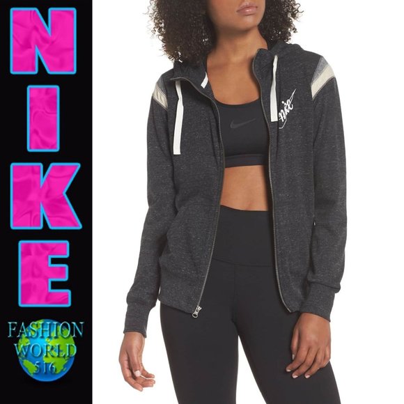 Nike | Tops | Nwt Nike Sportswear Womens Gym Vintage Full Zip Hoodie Size Xs Aq78740 Black ...